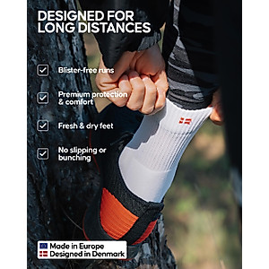 DANISH ENDURANCE 3 Pack Running Socks for Long Distances, Quarter, Men & Women, Light Blue, US Women 8-10 // US Men 6.5-8.5