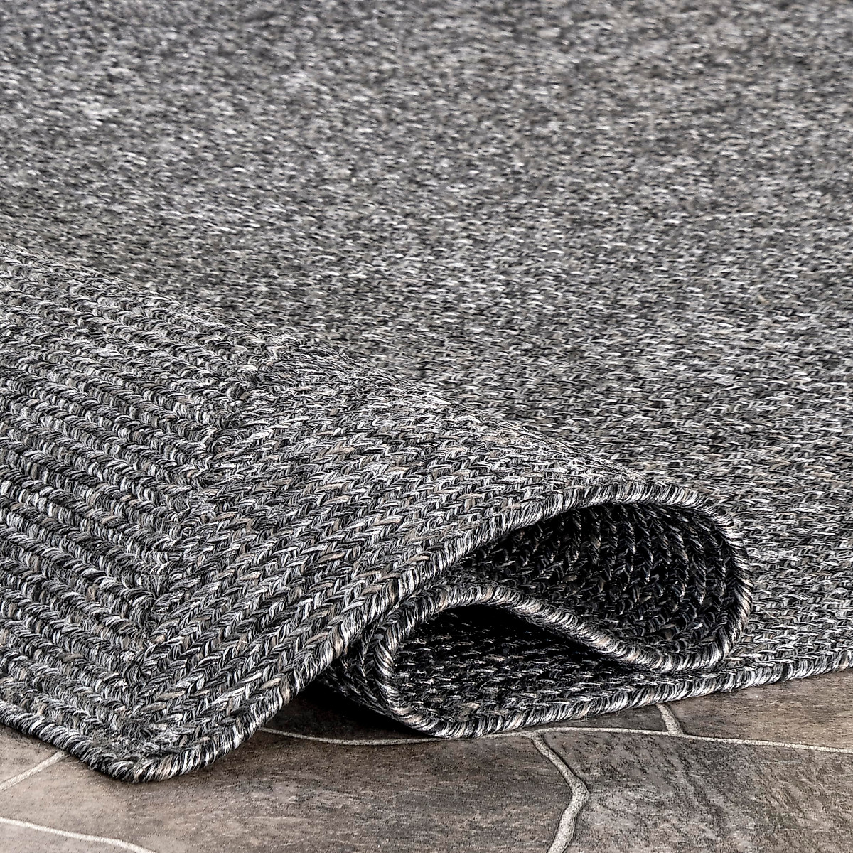 nuLOOM Braided Indoor/Outdoor Area Rug, 6' Round, Wynn Charcoal