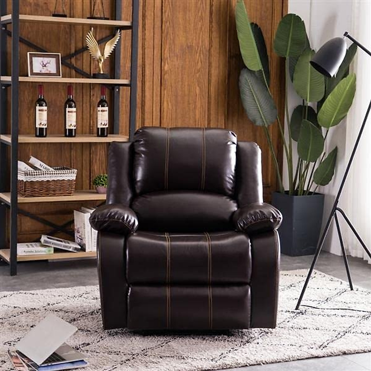 ZYJBM Electric Lift Function Recliner Massage Chair Dual Motor Dark Brown Comfortable&Durable Fabric PU Easy Adjustment