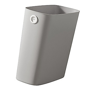 Keebgyy Small Trash Can, Plastic Small Trash Can, Slim Garbage Can, Plastic Waste Basket with Handles Container Bin for Narrow Spaces Bathroom, Bedroom, Kitchen, Office at Home(Warm Gray)