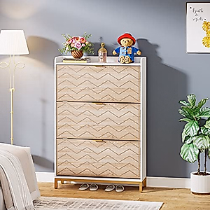 LITTLE TREE Shoe Cabinet with 3 Flip Drawers, 24 Pair Shoe Rack Organizer, Entryway Shoe Storage Cabinet