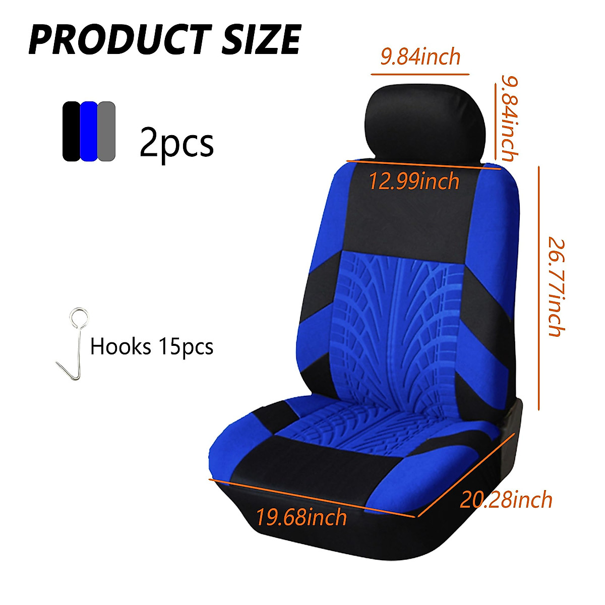 SSNNUU 2PCS Car Seat Cover,Breathable Car Seat Protector Car Seat Covers Front Seats Only, Universal Seat Covers for Cars/Trucks/SUVs Car Accessories Interior Protection & Decoration (Blue)
