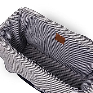 PICNIC TIME - Parisian Picnic Basket - Seagrass Picnic Basket, (Beige with Navy Blue Accents)