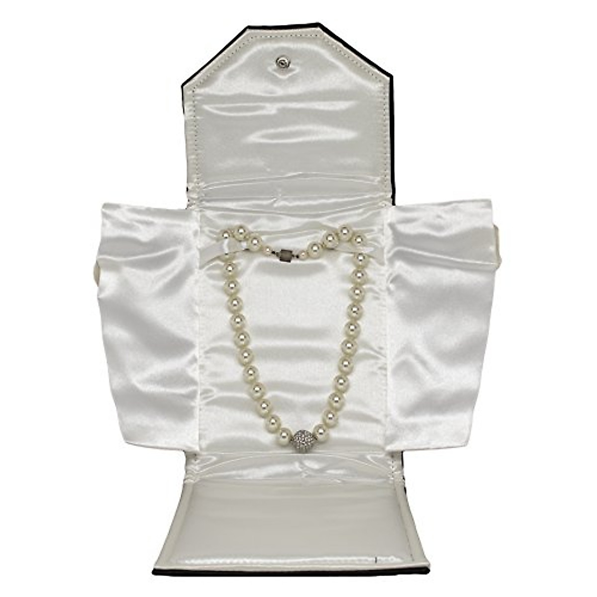 Novel Box Premium Large Black/White Stitched Leatherette Pearl / Omega Necklace Folder + Custom NB Pouch