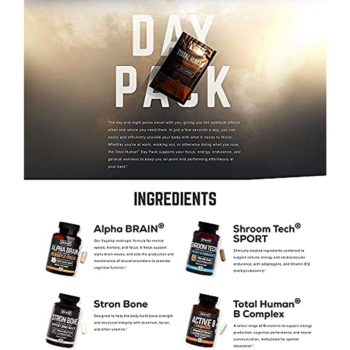 ONNIT Total Human Day and Night Vitamin Packs for Men and Women, 30-Day Supply - Adult Multivitamin