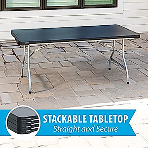 Lifetime Products 280350 Commercial Stacking Folding Table, 6', Black