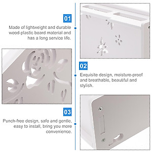 DOITOOL Router Holder Wall Mount WiFi Router Modem Cable Power Plug Wire Storage Boxes Cord Management Container for Home Living WiFi