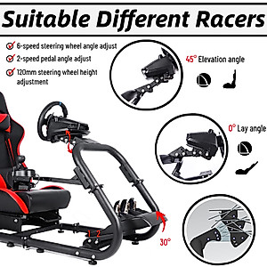 Minneer Racing Wheel Stand Simulator Cockpit Height Adjustable Gaming Steering Frame Compatible for T500,T30,T300RS,FANTEC,T3PA/TGT,logitech G25,G29,G92,G923 Wheel&Pedals Not Included