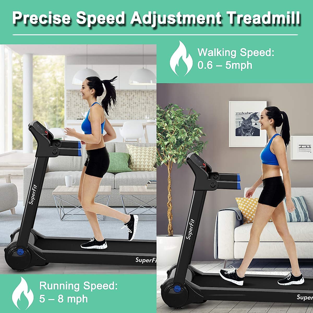 GYMAX Folding Treadmill, 3.0HP Free Installation Running Machine with HD Touch Screen Monitor & Smart APP Control, Silent Jogging Walking Machine for Home Office (Navy)