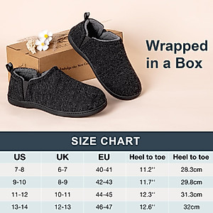 Snug Leaves Men's Wool Felt Slippers Comfy Warm Winter House Shoes with Elastic Gores Dark Gray, 9-10 US