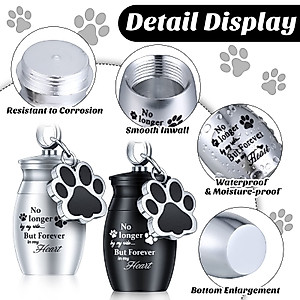 Batiyeer 4 Pcs Pet Urns Keychain for Dogs Ashes Keepsake Stainless Steel Small Pet Cremation Keepsake for Dogs Cats Ashes with Black Velvet Storage Bags, Puppy Cremation Jewelry Paw Charm
