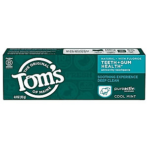 Tom's of Maine PureActiv Teeth + Gum Health* Anticavity Toothpaste Gel, Cool Mint, 4.0 oz.