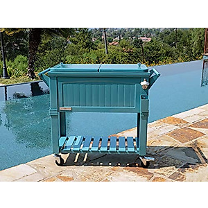 Permasteel PS-203F1-TEAL-AM 80 Quart Portable Rolling Patio Cooler, Teal