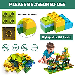 JIXIn Dinosaur Marble Runs for Kids 4-8/Building Blocks Compatible with DUPLO Lego Sets/Toddler Marble Run for Kids Ages 3-5/125 PCS Classic Big Blocks Montessori Learning STEM Toys for Kids Age 3+