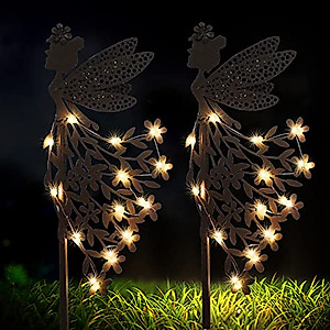 TSTGEE Solar Outdoor Lights Decorative 2 Pack Metal Fairy Stake Solar Lights Outdoor Garden Waterproof for Lawn,Patio,Yard Solar Fairy Stake,Garden Gift