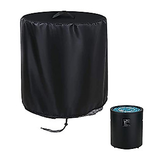 POMER Fire Column Cover, 24inch Round Fire Pit Cover for Outdoor Column Fire Bowl Waterproof Propane Gas Fire Pit Cover - 24" D x 27" H