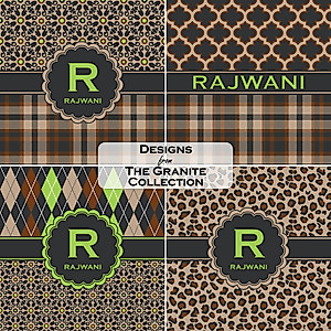 RNK Shops Personalized Granite Leopard Waste Basket - Single Sided (Black)