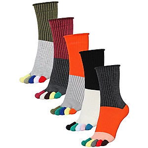 Bencailor 5 Pairs Women's Toe Socks Cotton Five Toe Finger Socks Toe Separator Socks for Women Men Athletic (Simple Color)