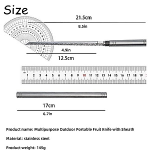 ZANWANXIN Multipurpose Outdoor Portable Fruit Knife With Sheath,Cuchillo Multiusos Para Fruta PortáTil Para Exteriores Con Funda, Multifunction Sharp Stainless Steel Blade Knife (3pcs)