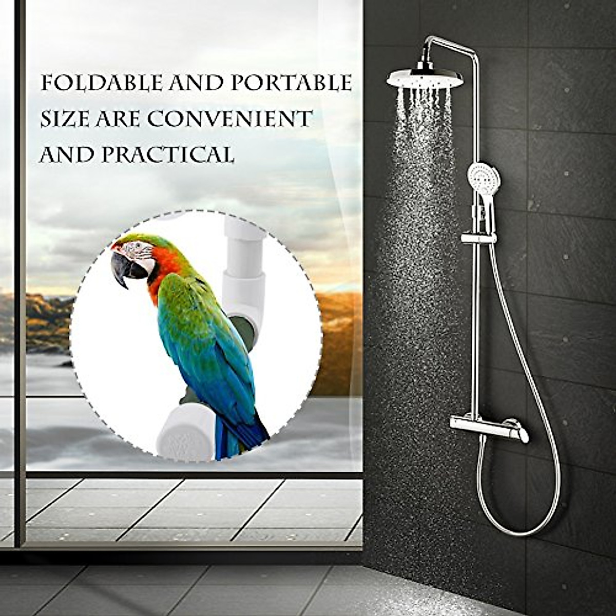 Parrot Bath Perch,Bird Perches Parrot Budgie Foldable Suction Cup Window Shower Bath Wall Paw Grinding Stand Toy