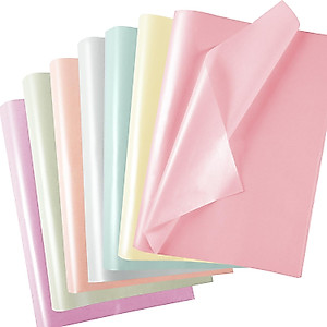 Tissue Paper for Gift Bags, 105 Sheets of 7 Metallic Colors Assorted Pastel Tissue Paper for Packaging Crafts, Pearlescent Shimmer Tissue Paper Bulk for Wedding Birthday Baby Shower, 20 x 14 Inches