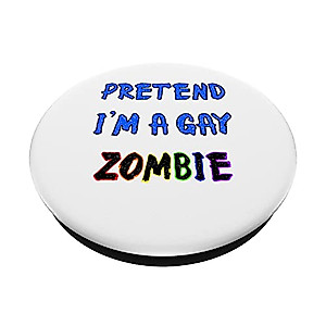 Pretend I'm A Gay Zombie Halloween Gay Bigender Pride Flag PopSockets Swappable PopGrip