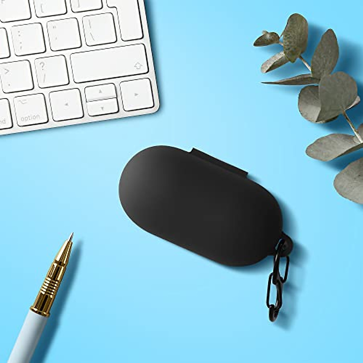 kwmobile Silicone Cover Compatible with OnePlus Buds Z2 - Case Cover Stick-On Skin with Clip - Black