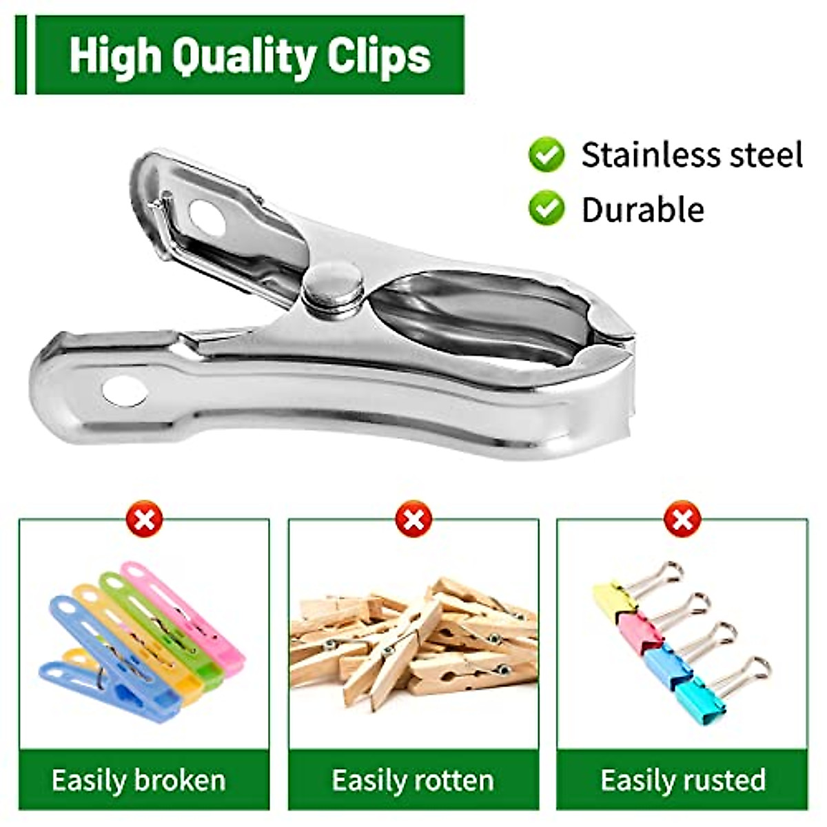 40PCS Greenhouse Clips, Stainless Steel Garden Clips, Plant Clips for Outdoors Hanging Heavy Duty Forest Cloth Blankets Netting Freeze Protection Outside Accessories Garden Hoops Cover Shade Supplies