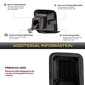 VIPMOTOZ Full LED Smoked Lens License Plate Light Tag Lamp Housing Assembly Replacement Pair For 2017-2022 Ford F250 F350 F450 Super Duty Pickup Truck - 6000K Diamond White, 2-Pieces