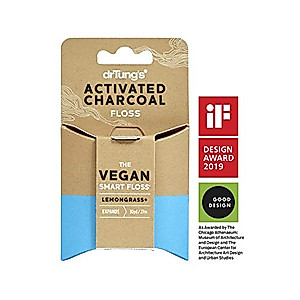 DrTung's Vegan Activated Charcoal Floss, Natural Lemongrass Flavor Dental Floss 1 Pack