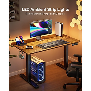 Marsail Electric Standing Desk, 55 * 24 Inch Height Adjustable Sit Stand up Desk with 3 Memory Preset, Headphone Hook Computer Desk Workstation for Home Office, Treadmill Pad