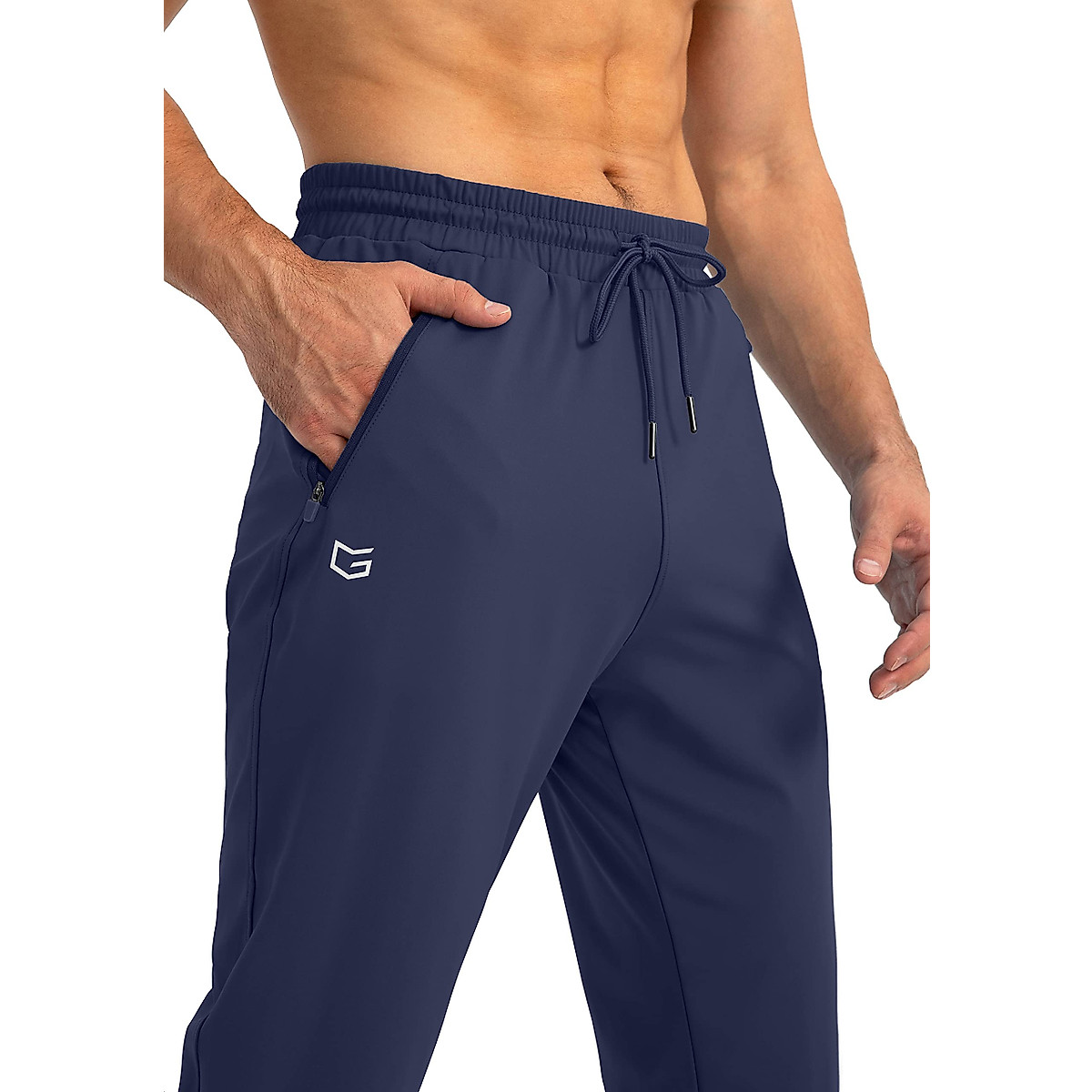 G Gradual Men's Sweatpants with Zipper Pockets Tapered Joggers for Men Athletic Pants for Workout, Jogging, Running (Navy, Medium)