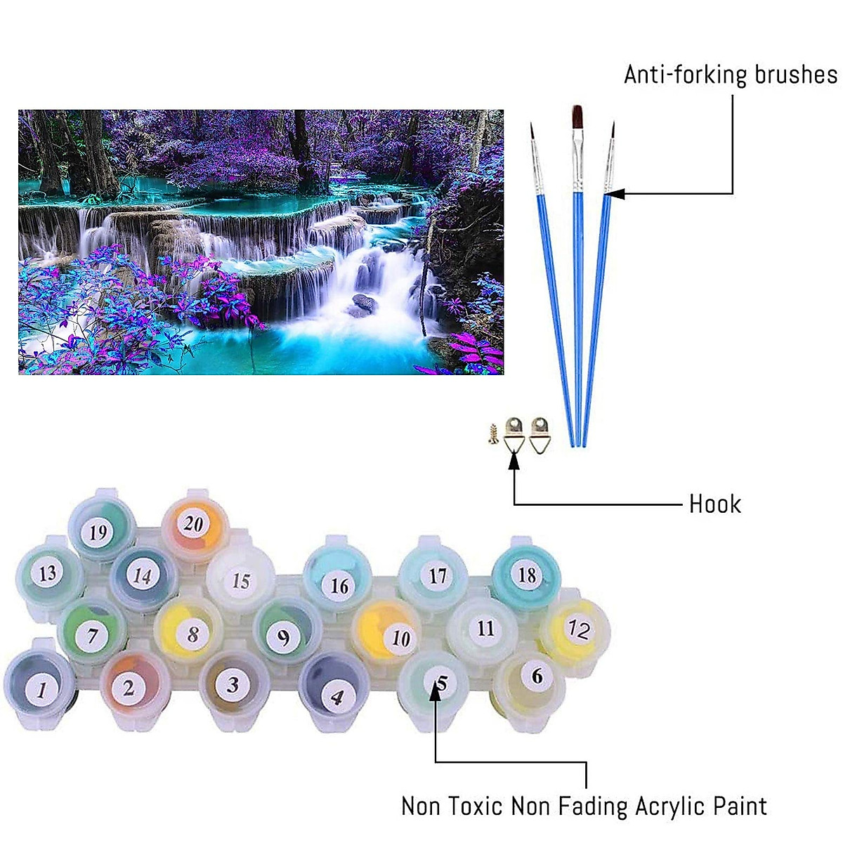 pchmcu Painting by Numbers Kit for Adults ，DIY Large Size Waterfall Paint by Numbers for Beginner，Gifts Arts Crafts for Home Decor Tree Flower 16x23.6 Inch