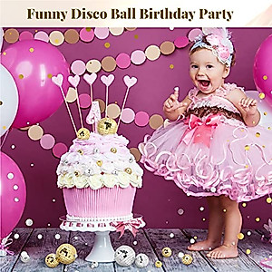 Ayfjovs 18 PCS Disco Ball Cake Decoration Disco Ball Cake Toppers Disco Table Decoration Cake Centerpiece with Confetti Decor 70s Disco Themed Cake for Birthday Theme 70s Party Supplies(Silver&Gold)