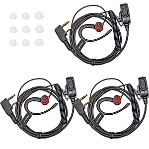 Walkie Talkie Earpiece with Mic for Baofeng UV-5R Retevis RT22 RT21 H-777, Walkie Talkies Headset Ear Piece for Baofeng UV5R UV82 BF-F8HP AR-152 BF-888S Arcshell AR-5 Kenwood Two Way Radio, Pack of 3