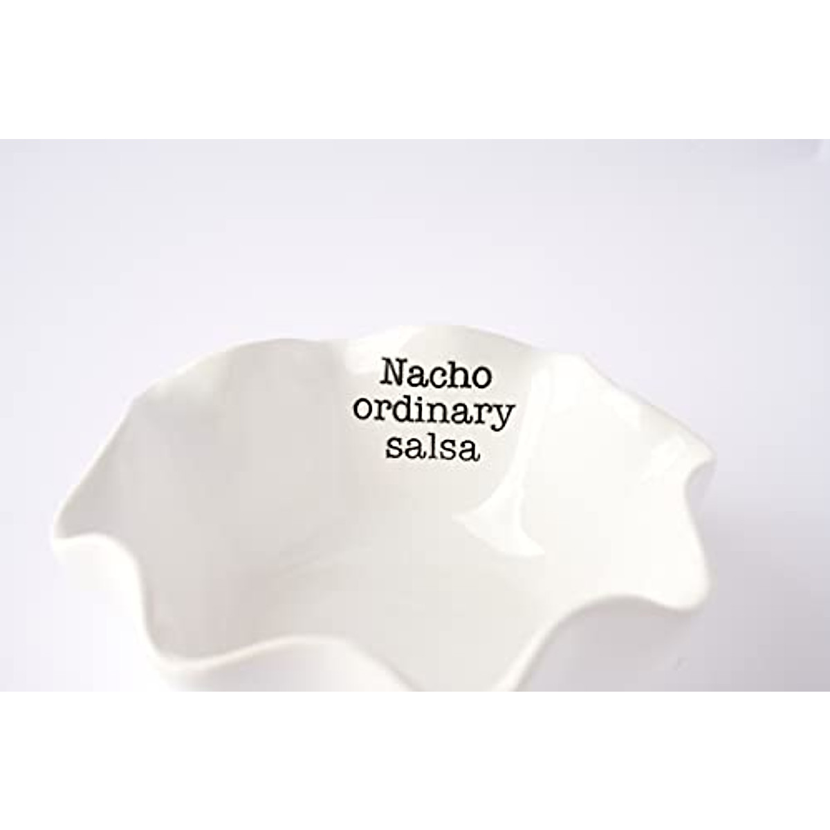 Mud Pie Salsa Ceramic Dip Cup Set, Nacho, White & Silver