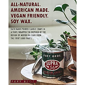 Long-Burning, One-Pint Premium Candles for Men | Vintage Inspired Oil Can Design | Black Beard - Gun Powder, Charred Hickory | Soy Wax, Vegan Friendly, Made in The USA | Fury Bros. | Classically Cool