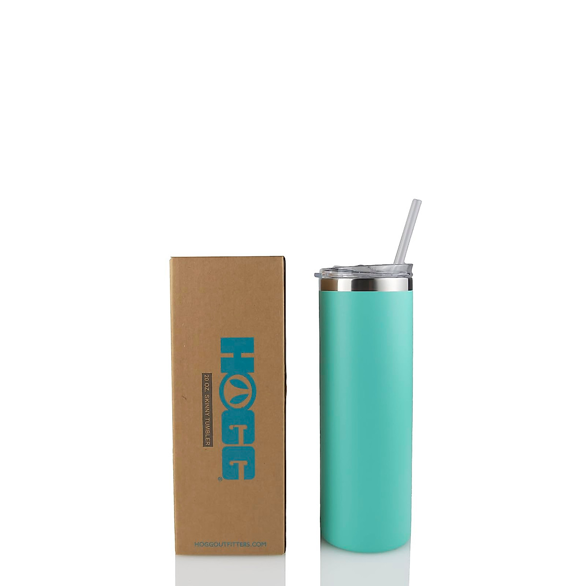 Hogg 20oz Powder Coated Skinny Tumbler, DIY, Customizable, Reusable, Double Wall Insulated, Colored Tumblers (Mint)