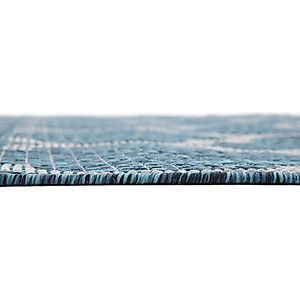 Unique Loom Outdoor Trellis Collection Area Rug (6' 1" x 9' Rectangle, Teal/ Gray)