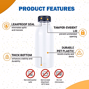 Holotap 42 Pcs 8 OZ Plastic Juice Bottles with Caps, Empty Clear Disposable Bulk Plastic Bottles with White Tamper Evident Caps Lids