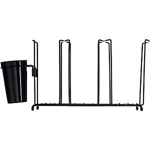 San Jamar C8005WFS Steel Cup and Lid Wire Organizer with Caddy and 5 Stacks, Black