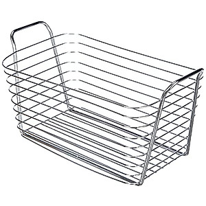 iDesign Classico Metal Wire Storage Organizer Bin with Handles, Container for Bathroom, Bedroom, Pantry, Kitchen, Closet, 7.5" x 13.7" x 7", Chrome