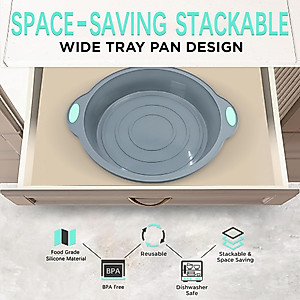 To encounter 9 Inch Silicone Round Cake Pans, 2 Pack Nonstick Silicone Baking Pans Set, Food Grade Silicone Cake Molds, with Metal Reinforced Frame More Strength