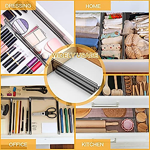 Hoteam 18 Pack Drawer Dividers Organizer Adjustable Expandable from 11-19" Plastic Acrylic 3.2" High Black Drawers Separators for Dresser Organizer Bedroom Clothing Office Storage