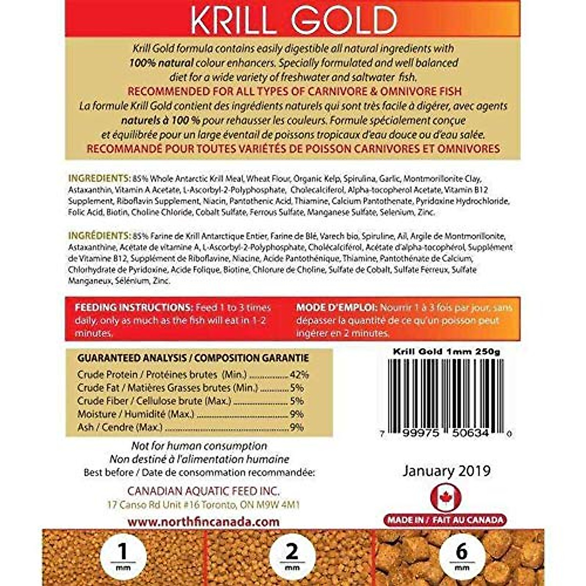 Northfin Krill Pro Net Wt: 250g - Sinking Pellet Size: 3mm