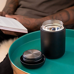 Fellow 12 oz Carter Wide Travel Mug - Wide Mouth Vacuum-Insulated Stainless Steel Coffee Mug - Tea and Coffee Tumbler with Ceramic Interior - Matte Black