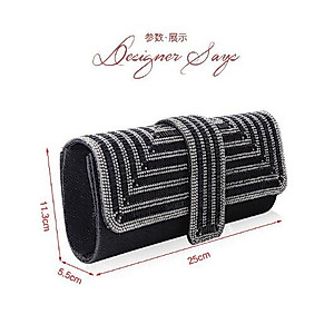 Women Evening Rhinestone Bags,Wedding Cocktail Prom Clutches Party Sparkling Rhinestone Purse (Black)