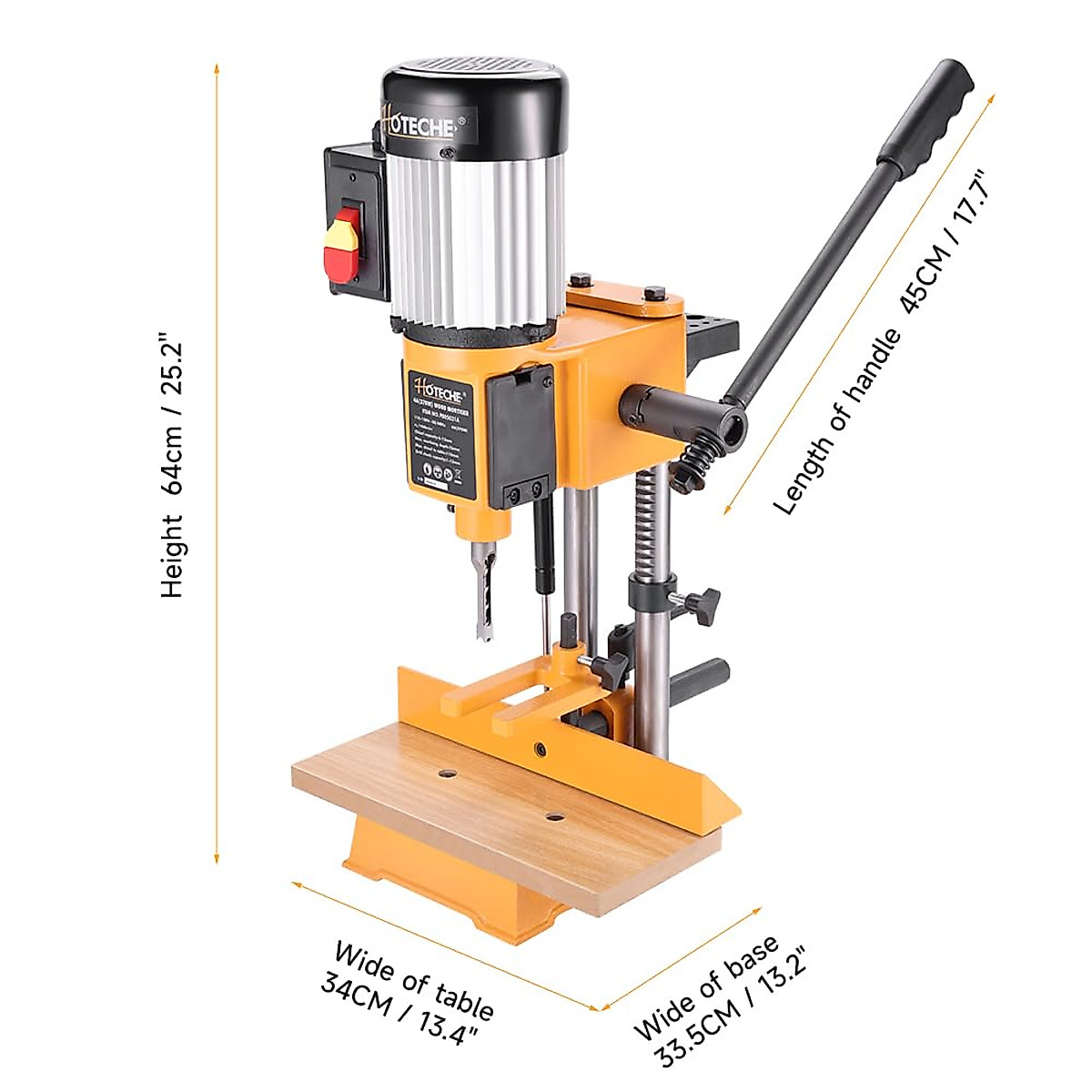 Hoteche Benchtop Wood Mortiser - 1/2HP Woodworking Mortising Machine with 3/8-Inch Chisel