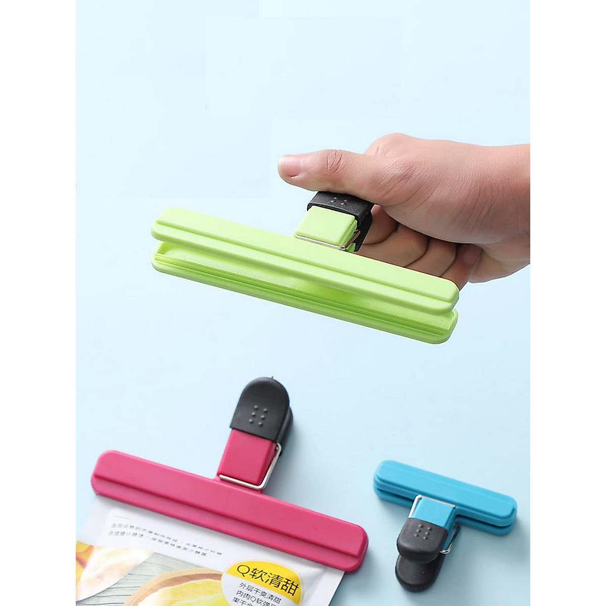 12 Pack Large Chip Bag Clips Set, Wmiwulien Assorted Sizes Food Bag Clips, Chip Clips, Plastic Heavy Seal Grip