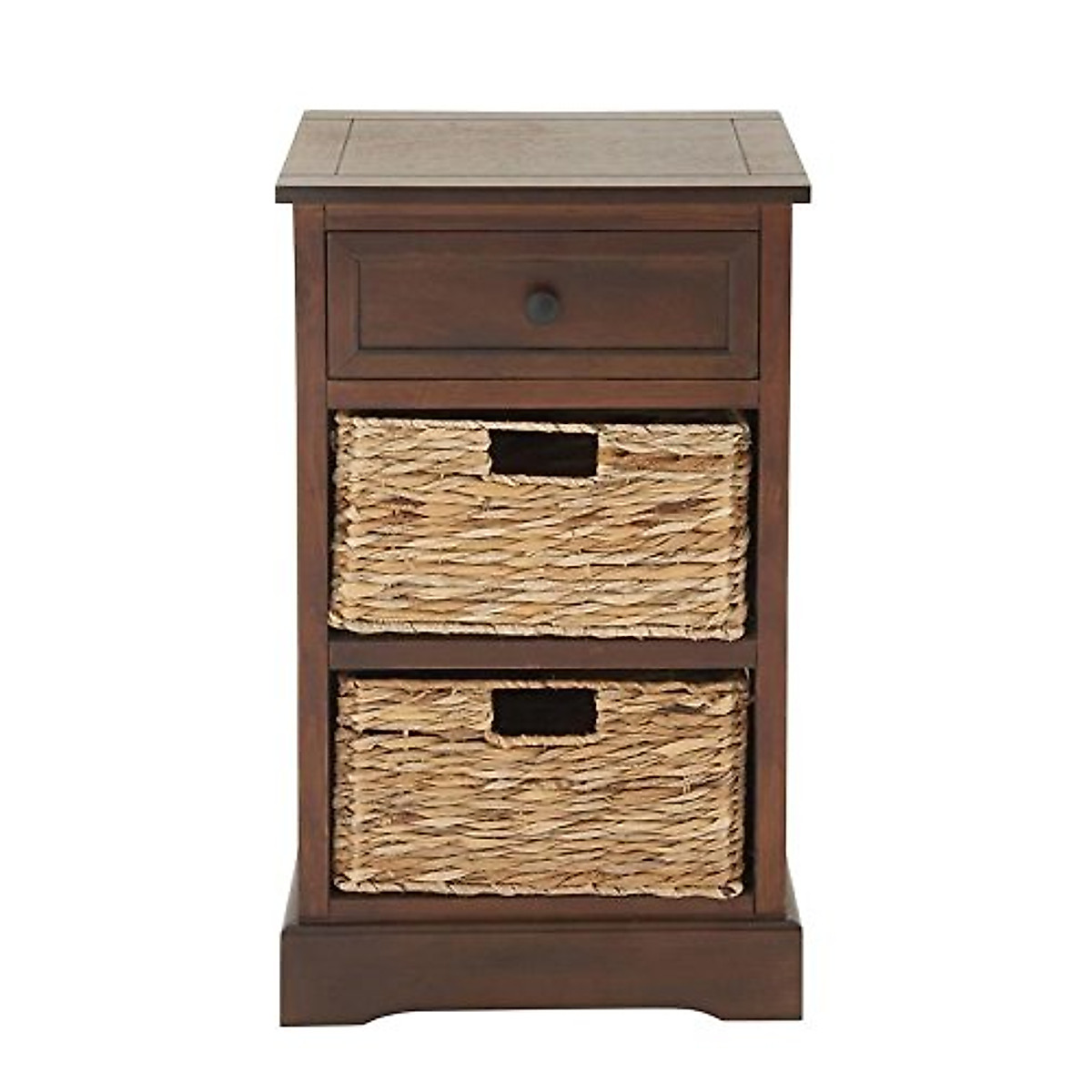 Deco 79 Wood 2 Baskets and 1 Drawer Storage Unit, 16" x 13" x 28", Brown